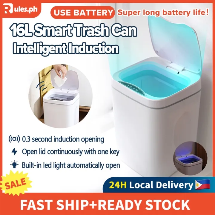 Homehould 14L/16L LED Light Automatic Sensor Trash Can Induction ...