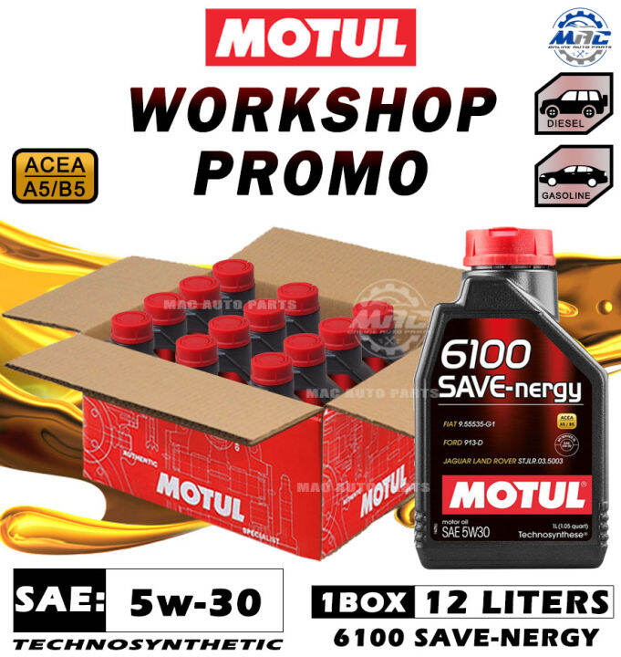 Motul 6100 Save-Nergy 5w30 1 BOX 12 LITERS Advanced Technosynthese ...