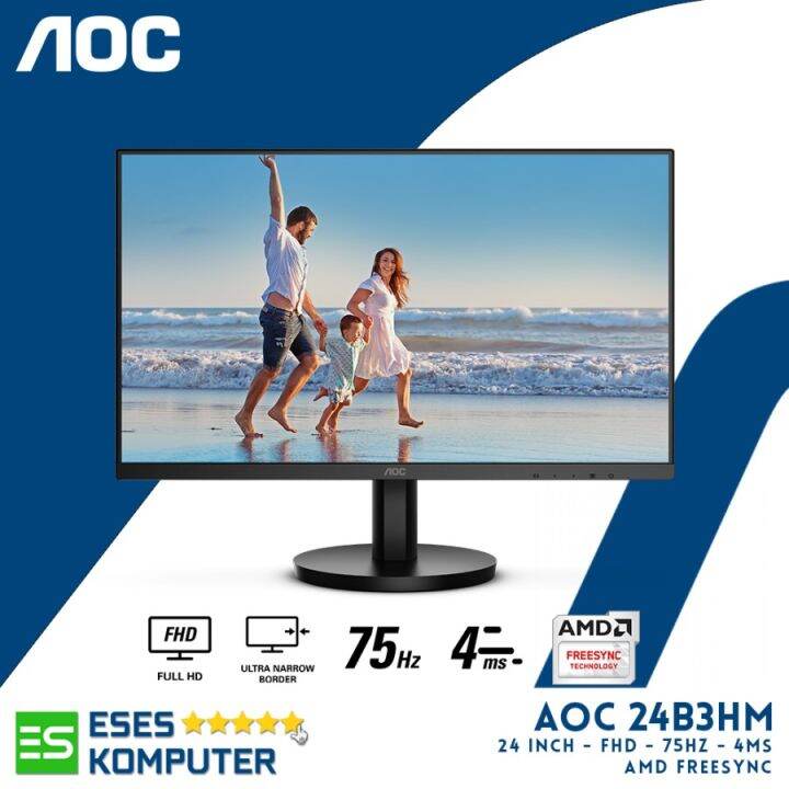 Monitor AOC 24B3HM 24" VA FHD 75Hz VGA HDMI Frameless AMD FreeSync ...