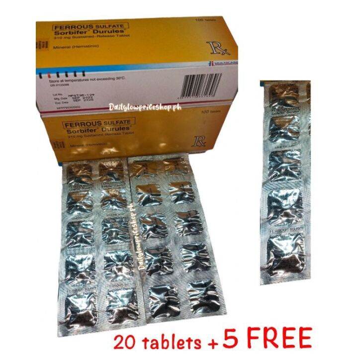 Sorbifer Durules Ferrous Sulfate 310mg Sold per 20 tablets free 5tabs ...
