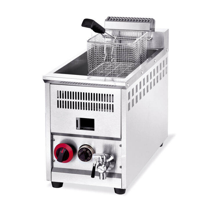 Commercial LPG deep fryer with thermostat temperature control 8L single ...