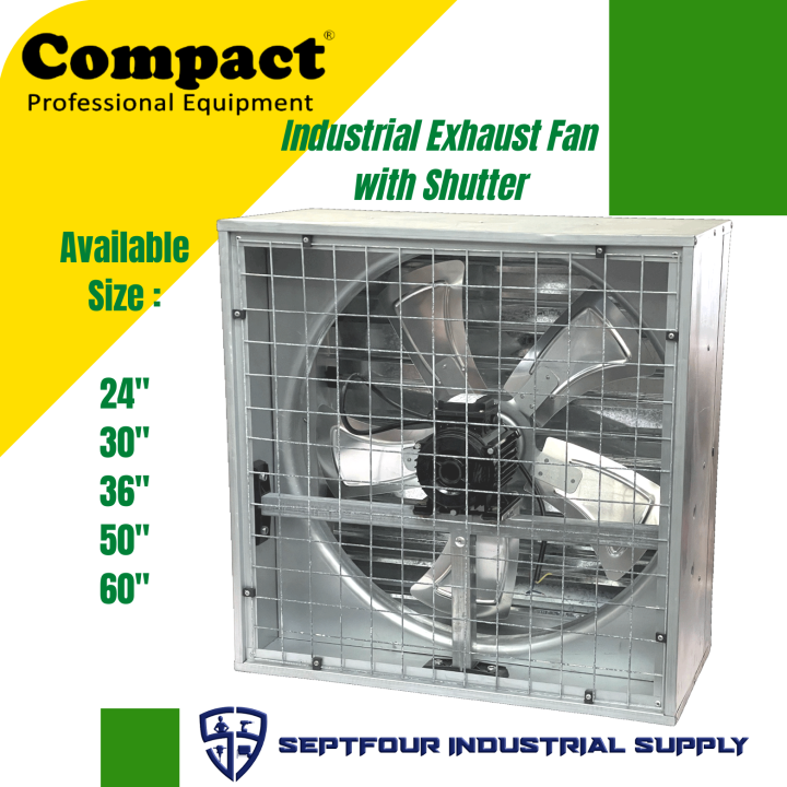 Compact 50" Industrial Exhaust Fan with Shutter CF-1380 for Warehouse ...