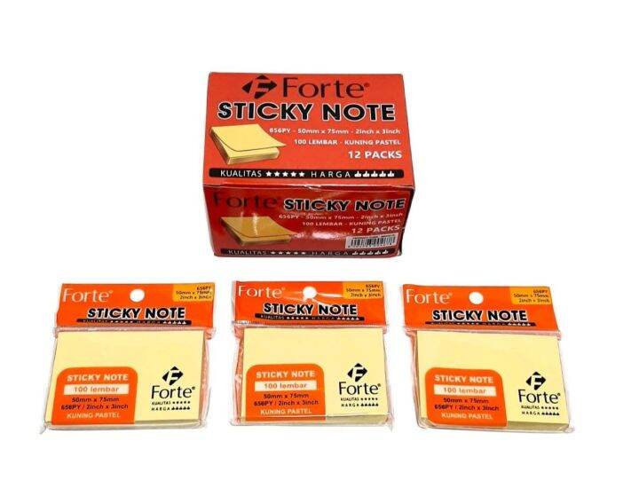 HARGA PER 1 KOTAK/12PACKS LABEL/MEMO STICKY NOTE FORTE UKURAN 2X3inch ...
