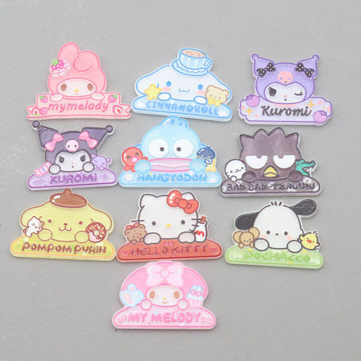 Jepit rambut kartun Sanrio Melody Kuromi Aksesori ornamen Diy stiker ...