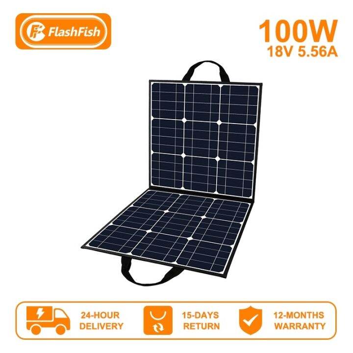Flashfish 18V 100W Foldable Solar Panel Portable Solar Charger with ...