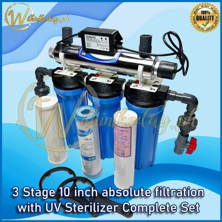 3 Stage Water Filter Complete Set Housing Absolute Filtration 0.5 ...