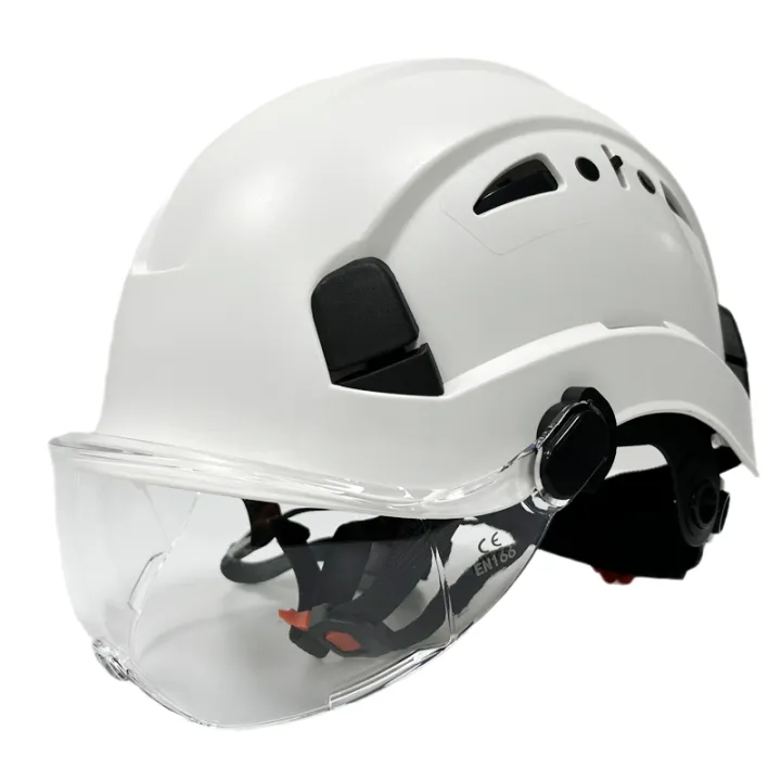 CE Safety Hard Hat with Visor Adjustable Vents Work Cap Head Safety ...