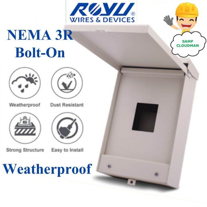 ♠Royu Weatherproof Nema 3R Enclosure Bolt-On 2 Pole Circuit Breaker ...