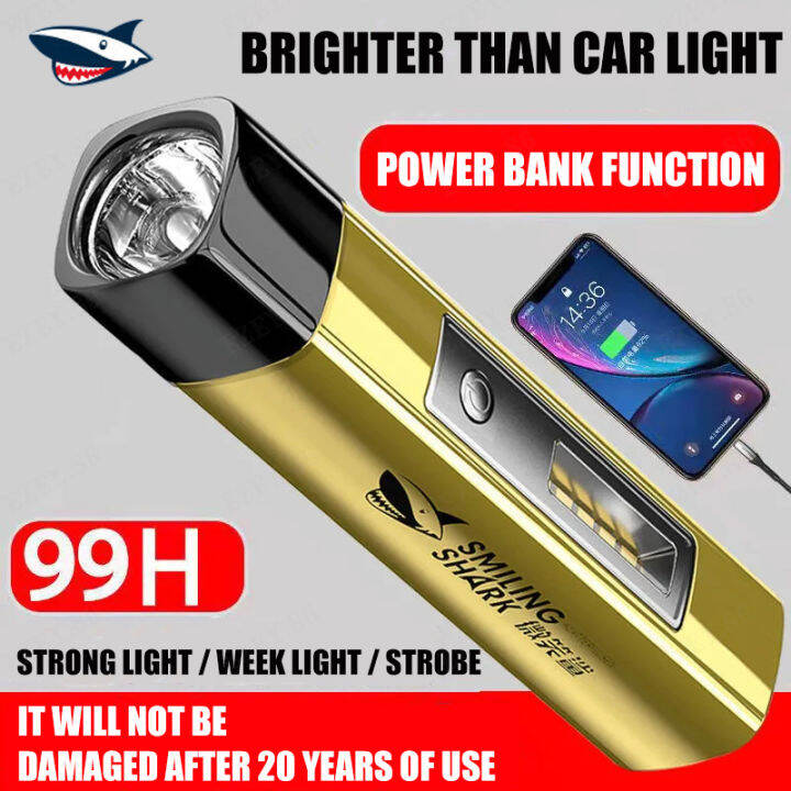 Sunrichh Smiling Shark Portable LED Rechargeable Bright Flashlight ...