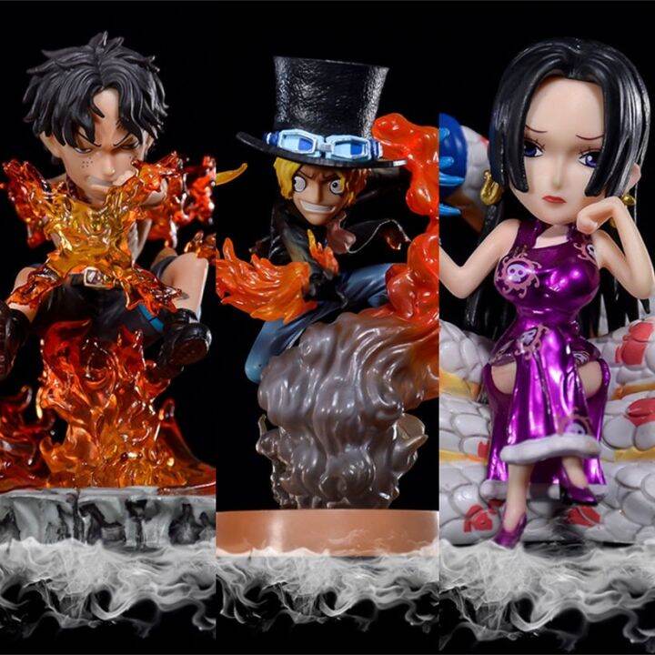 โมเดลฟิกเกอร์ One Piece G5 Cross Fire Ace Snake Girl Hancoke Fire Fist ...