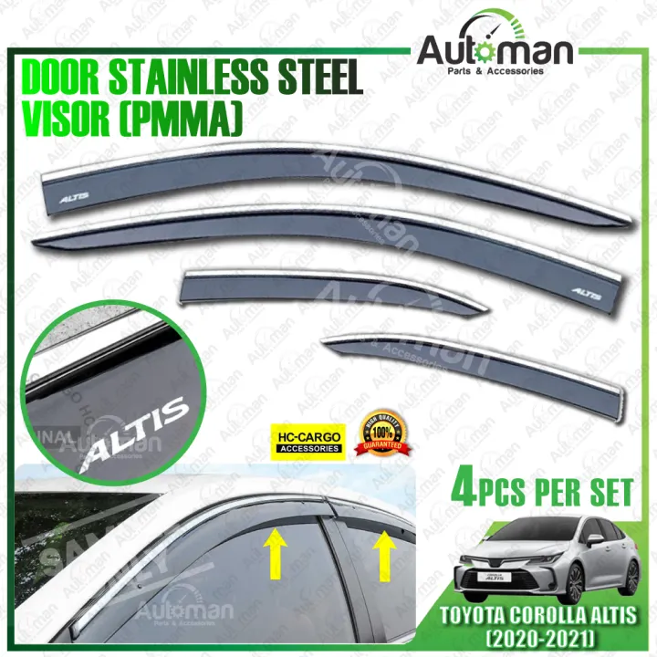 Toyota Corolla Altis 2020 - 2021 Door Visor Stainless Steel Injection ...