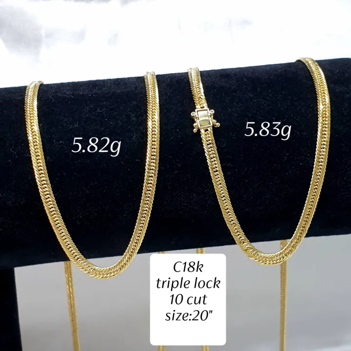 18k Triple Lock Necklace 10cut | Lazada PH