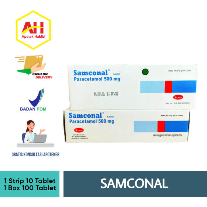 Samconal 1 strip isi 10 kaplet Obat Samkonal Samconal Parasetamol 500 ...