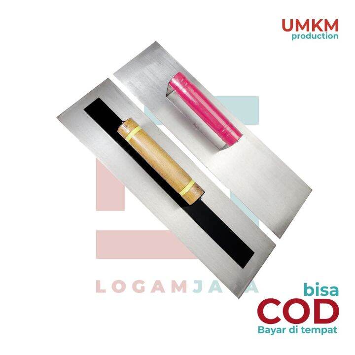 ROSKAM RASKAM 40cm / 27cm BESI BAJA POLOS / GERIGI PLASTERING TROWEL ...