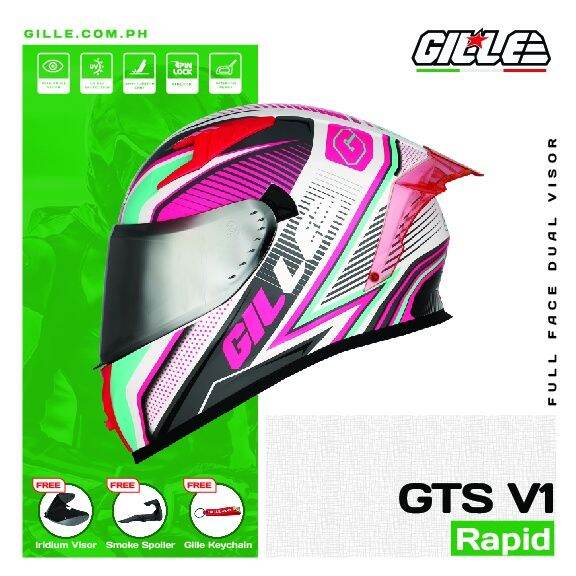 Gille 135 GTS SERIES V1 Rapid Full Face Dual Visor Motorcycle Helmet ...