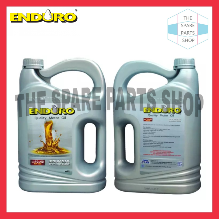 ENDURO SAE 10W40 SN SEMI SYN ENGINE OIL 4L | Lazada