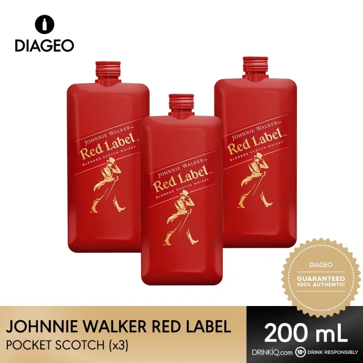 Johnnie Walker Red Label Pocket Scotch 200ml x 3 | Lazada PH