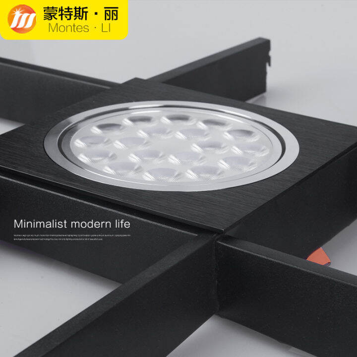 Led grid lamp black square spotlight downlight anti-fog embedded daring ...