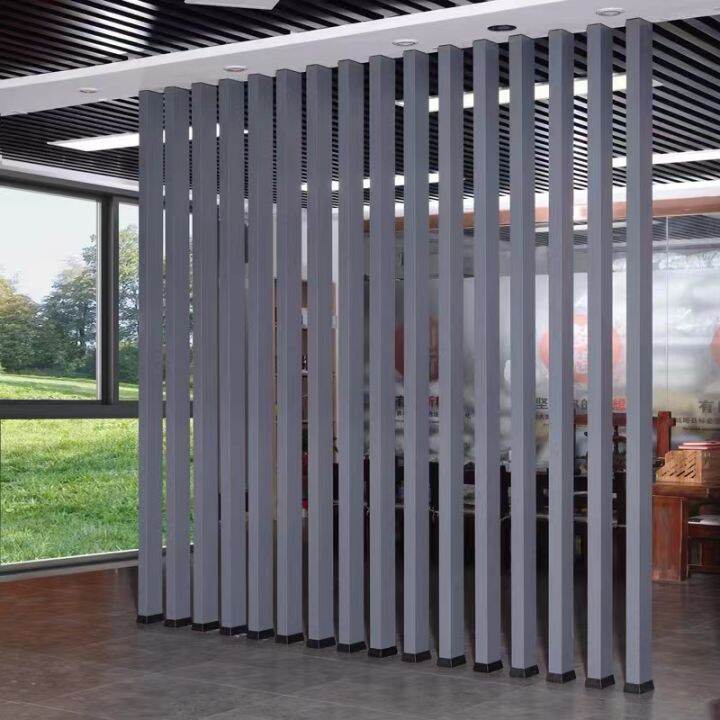 Wood-grain aluminum square pipe enters the entrance screen partition ...