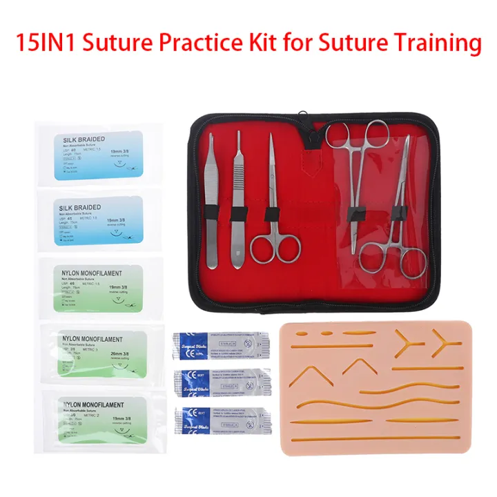 15pcs Surgical Suture Training Kit Skin Operate Practice Model Pad ...