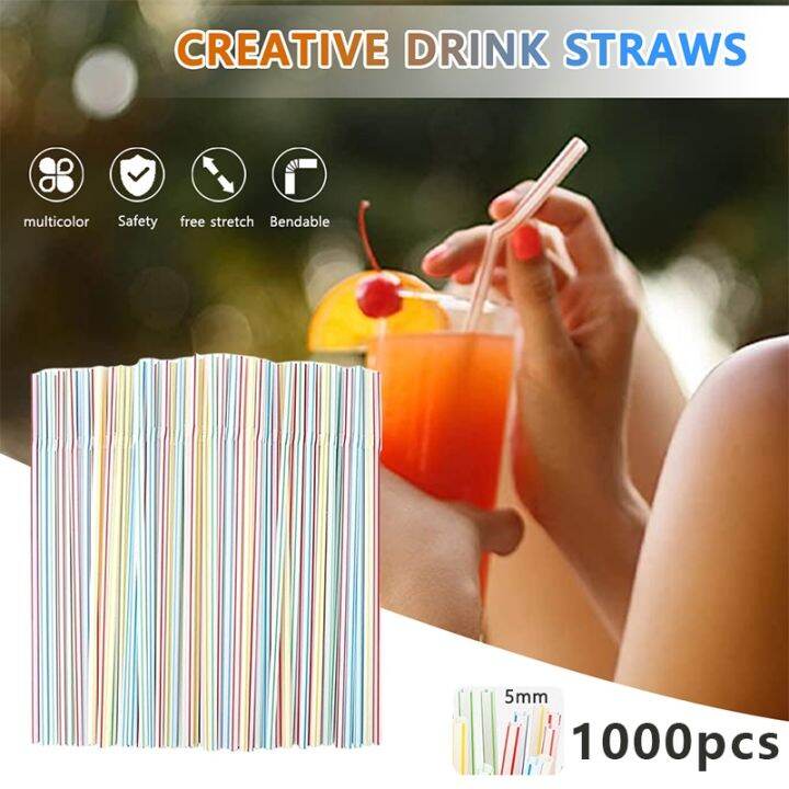 Plastic Straws Bendable Disposable Flexible Plastic Party Accessories ...