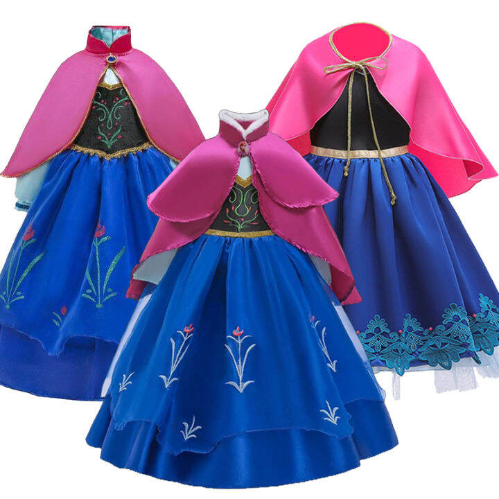 Fashion Girls Dress Cartoon Cosplay Snow Queen Princess Dresses Elsa