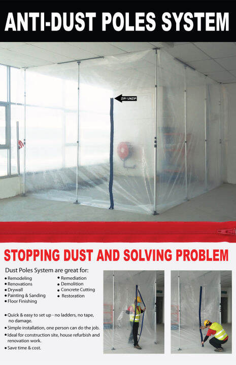 3.9m Anti Dust Poles System (Dust Poles Barrier,Containment Kit,Renovation,Painting,Quarantine ...
