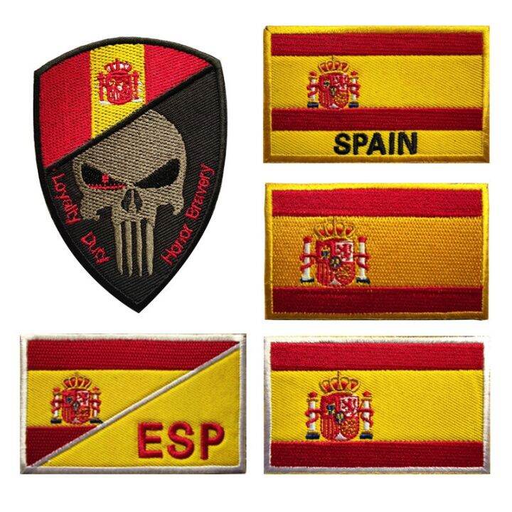 Spain Flag Badge Hook amp;Loop Embroidered Army Military Tactical Hook ...
