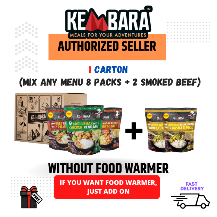 KEMBARA MEALS WITHOUT FOOD WARMER COMBO 10 MIX (3 beef rendang + 3 ...