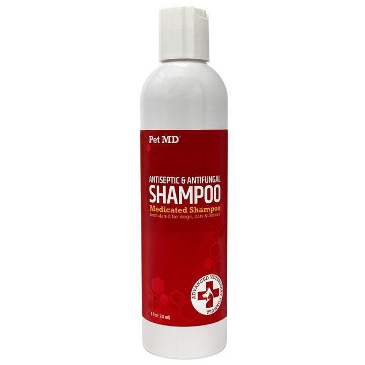 Pet MD Medicated Shampoo for Dogs, Cats Ketoconazole & Chlorhexidine ...