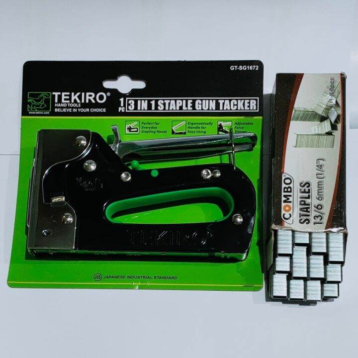 Staple Gun 3in1 Tekiro & Refill Staples Tembak - Staples Kayu Jok DLL ...