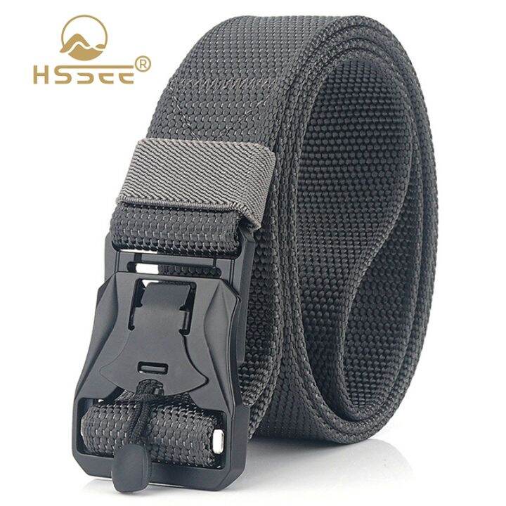 HSSEE New Mens Tactical Belt Hard Metal Quick Release Magnetic Buckle ...