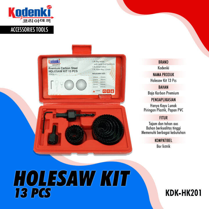 Hole Saw KIT ORIGINAL SET 13 Pcs Mata Bor Pelubang Kayu Alat Lubang ...