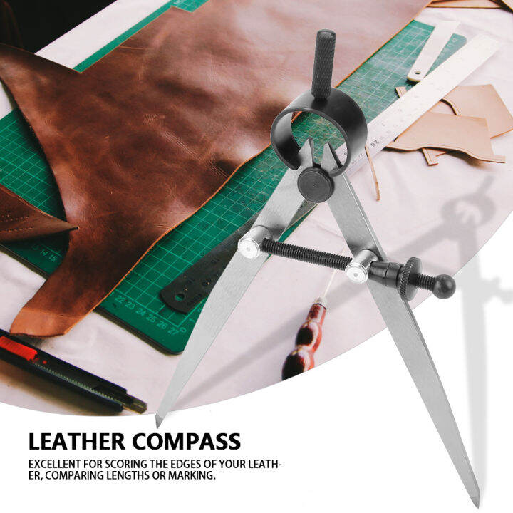 Leather Compass Carbon Steel DIY Sewing Tools Leather Divider Silver ...