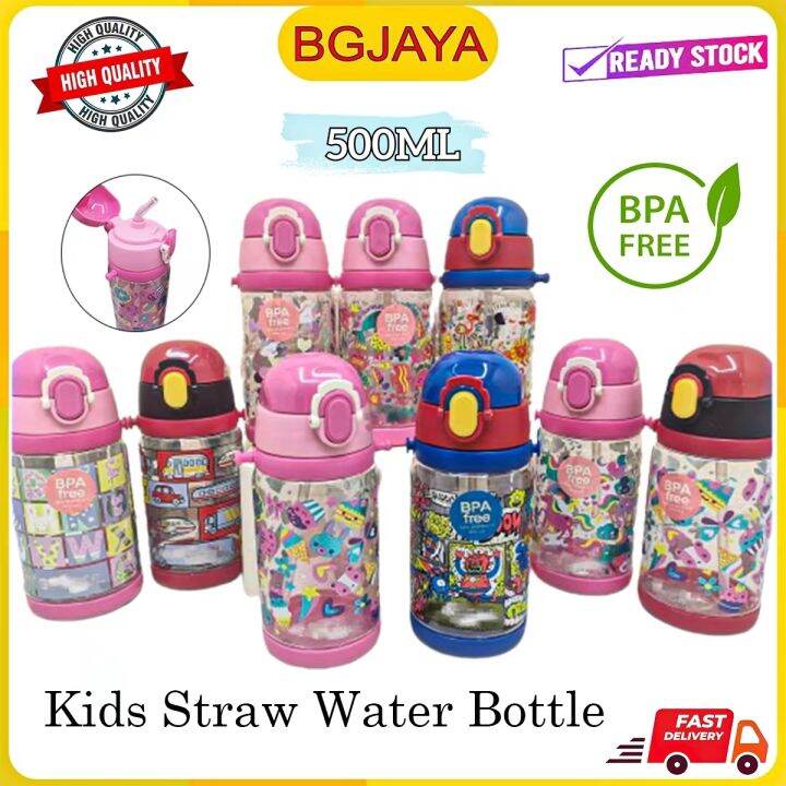 [Ready Stock] 500ML Smiggle Kids Water Bottle BPA Free with Straw Botol Air Kanak (BGJAYA) | Lazada