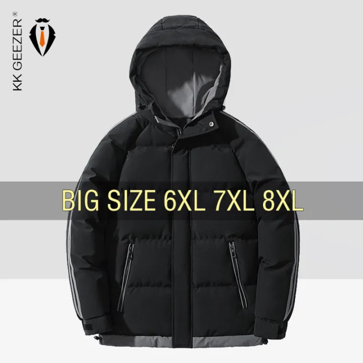 แจ็คเก็ตฤดูหนาวผ้าฝ้าย Parkas เสื้ออบอุ่นขนาดบวก6XL 7XL 8XL เสื้อกันหนาวหมวก O Versize 2022 ...