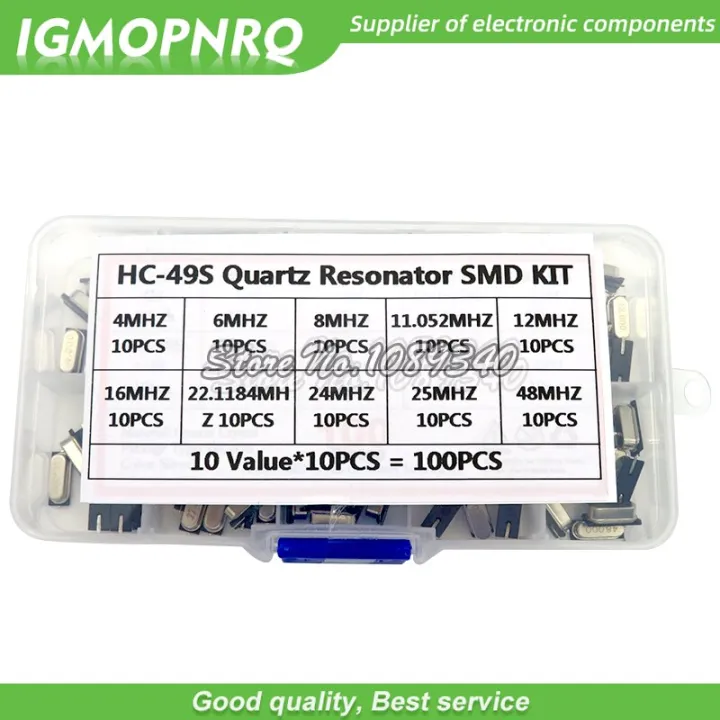 10Values HC 49S Quartz Resonator SMD Crystal Oscillator Kit 4MHz 6MHz 8MHz 12MHz 16MHz 24MHz ...