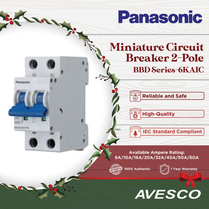 Panasonic Miniature Circuit Breaker, BBD Series 2-Pole, 6kAIC | Lazada PH