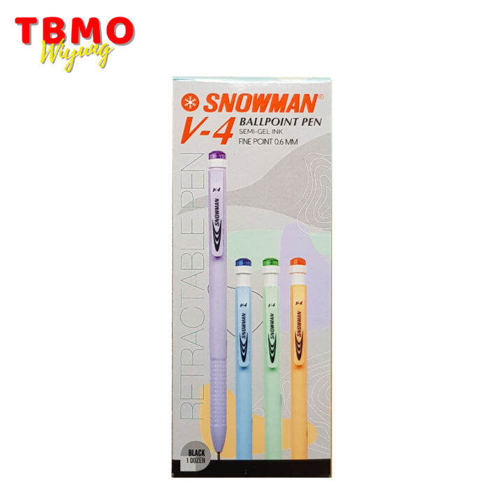 ( 1 Pack ) TBMO Bolpen / Pulpen Snowman V4 Hitam Per Pack Isi 12 | Lazada Indonesia