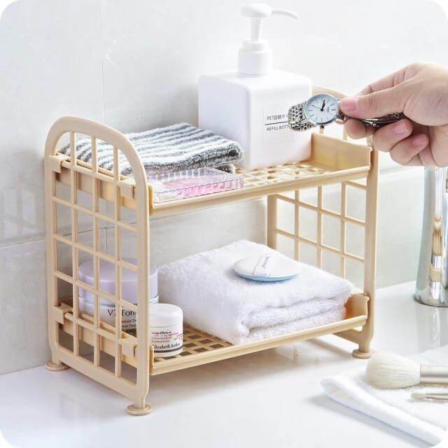 Rak Plastik Polos Jaring / Model Kotak Mini 2 Susun - Rak Kosmetik ...