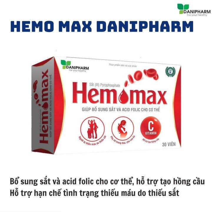 Viên uống cho bà bầu bổ sung Sắt và Acid Folic - Hemomax DANIPHARM hộp ...
