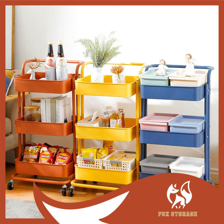 Metal Trolley Kitchen Rack Wheels Storage Trolley Multi-Storey Floor ...