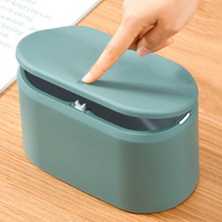 Trash Can Desktop Garbage Basket Table Waste Bin With Lid Kitchen ...
