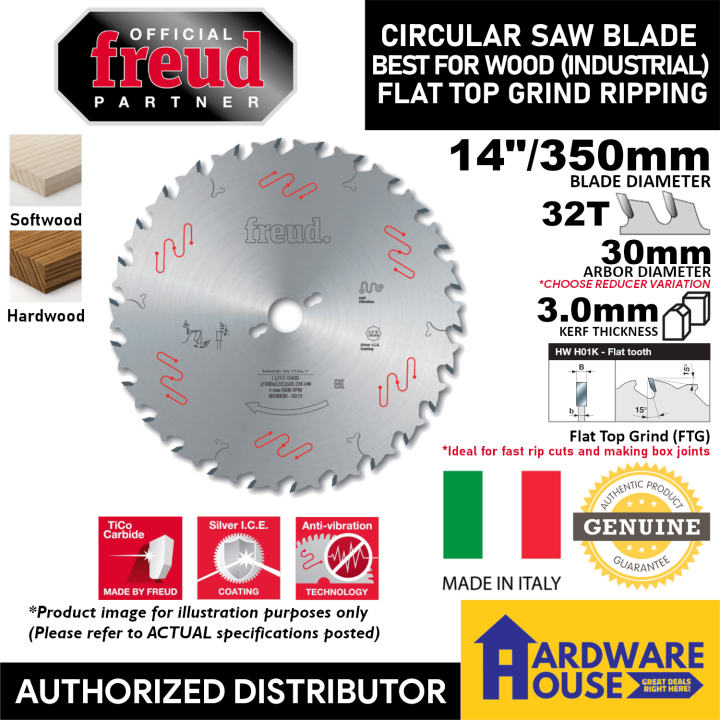 ORIGINAL FREUD 14" 32T Carbide Saw Blade FTG Best for Solid Wood Flat Top Grind Rip Tooth ...