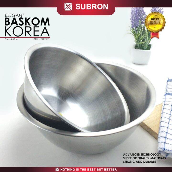SUBRON Baskom Korea 26cm 28cm Tinggi Tebal Wadah Multifungsi Stainless ...