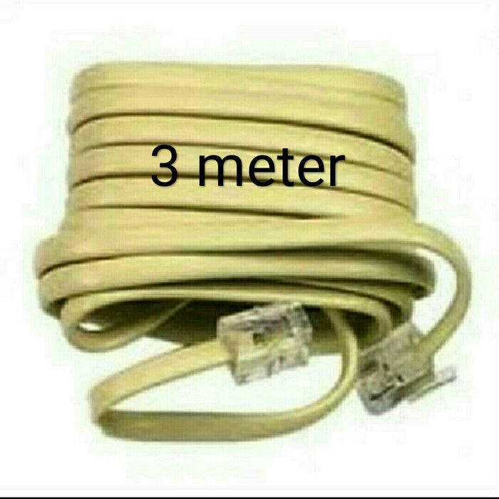 Kabel Line Telepon 3 M + Jack RJ 11/ Telfon Telpon 3 M Meter + RJ 11 ...