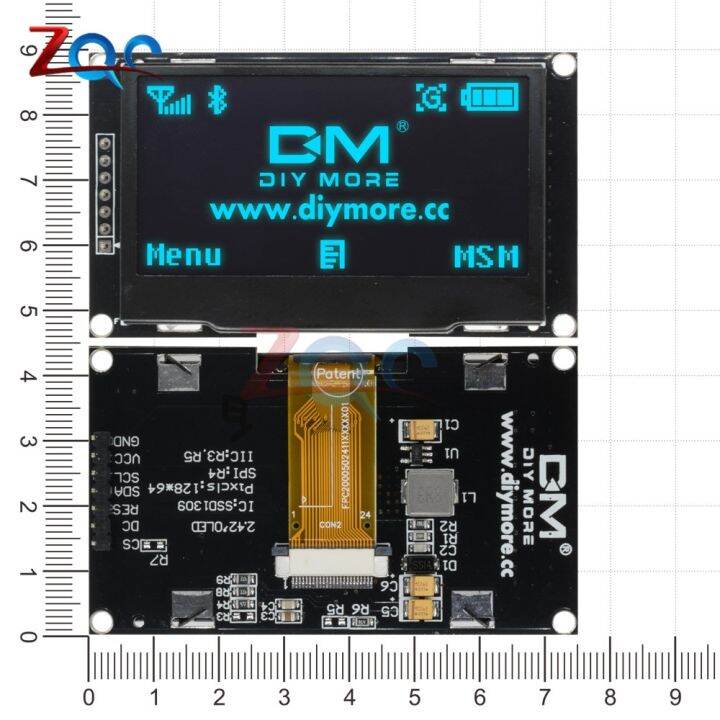 2.42นิ้วหน้าจอ LCD 12864 OLED โมดูลแสดงผล IIC I2C อนุกรม SPI C51 STM32 SSD1309สำหรับ Arduino ...
