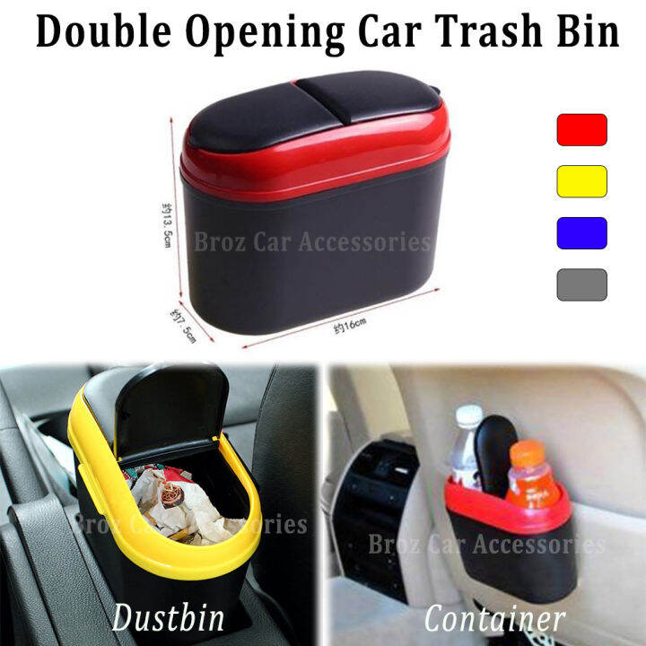 Double Opening Car Trash Bin Storage Box Convenient Garbage Hook ...