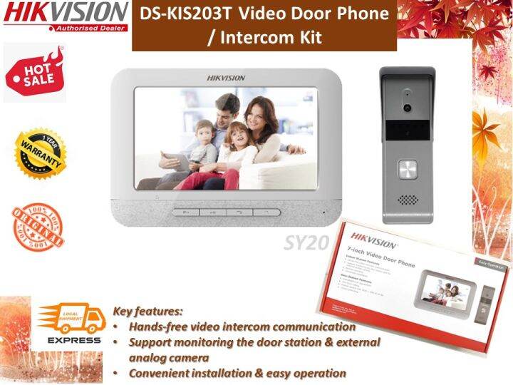 HIKVISION Video Door Phone (DS-KIS203T ) - Video Intercom Kit for Villa | Lazada