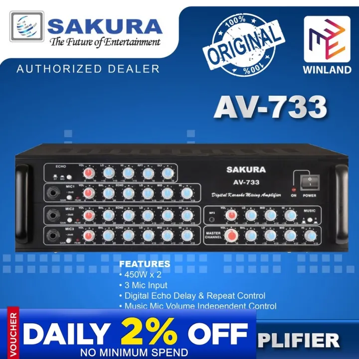 {Spot goods} SAKURA Original Digital Karaoke Mixing Amplifier 450W x 2 ...